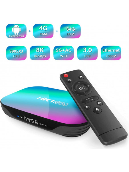 Comprar Android TV Box 4GB RAM 64GB HK1 BOX. Precio de oferta